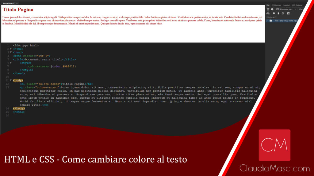 Come cambiare colore al testo in HTML e CSS - ClaudioMasci