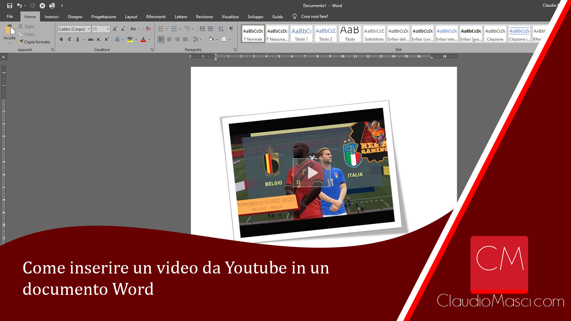 Come inserire un video da Youtube in un documento Word - ClaudioMasci